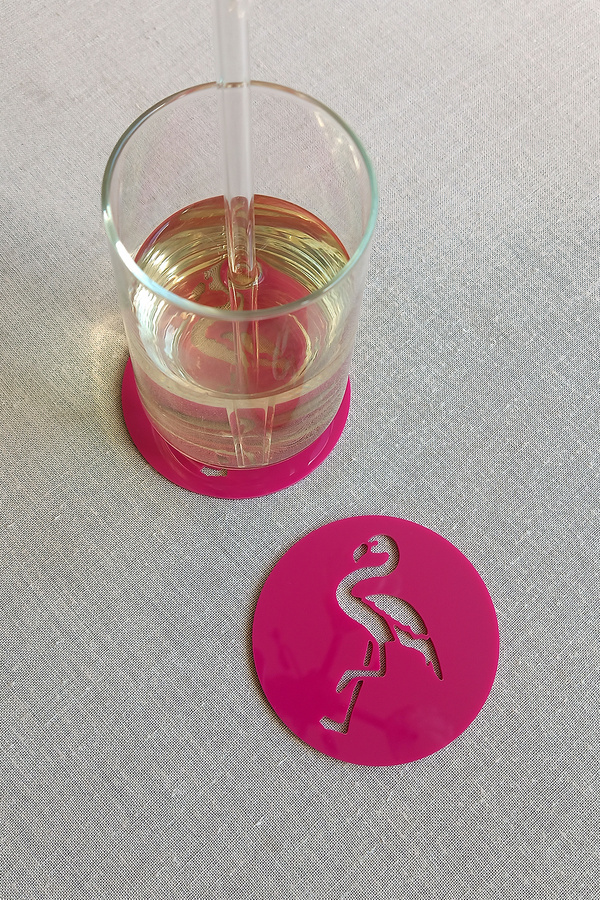 Story 6-Piece Fuchsia Flamingo Patterned Acrylic Coasters - Trendyol