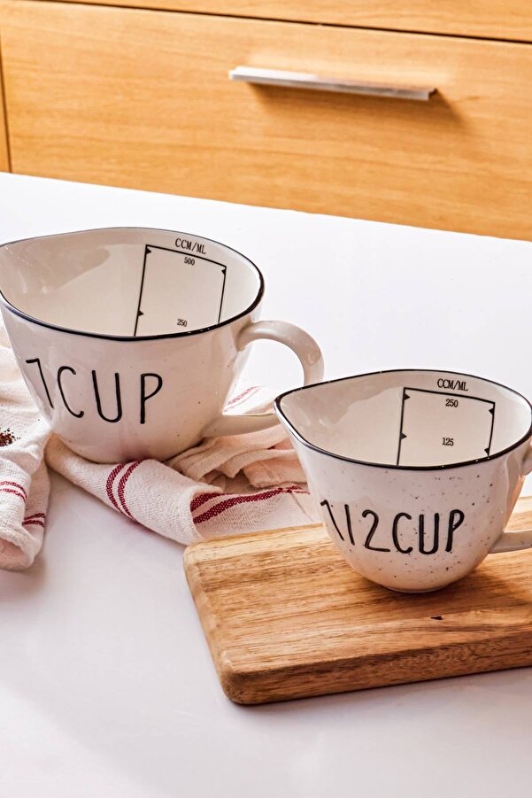 Karaca Veva Set of 2 Porcelain Measuring Cups 250/500 ml- Trendyol