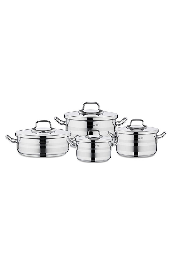 KORKMAZ Astron 8 Pieces Stainless Steel Cookware Set- Trendyol