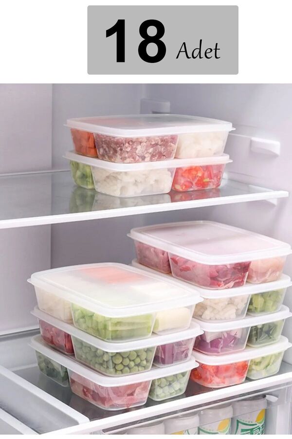 KRM HOME 18-Piece 4-Compartment 1000-ml Freezer and Microwave Storage ...