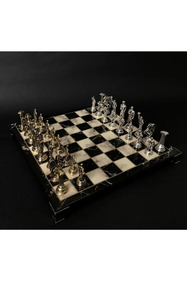 Devrizaman Roman Figured Cast Stone Footed Chess Set - Trendyol