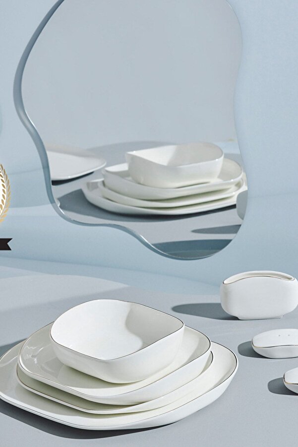 Karaca Gold Stream Bone Plateau - 59 Piece 12-person Dining Set - Trendyol