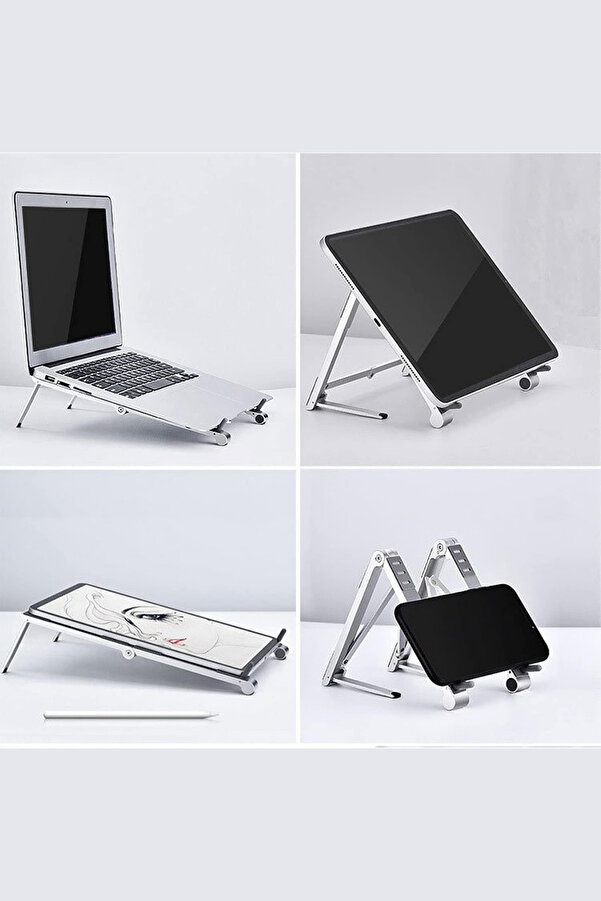 Asfal Metal Laptop Stand - Tablet and Phone Pocket, Multi-purpose ...