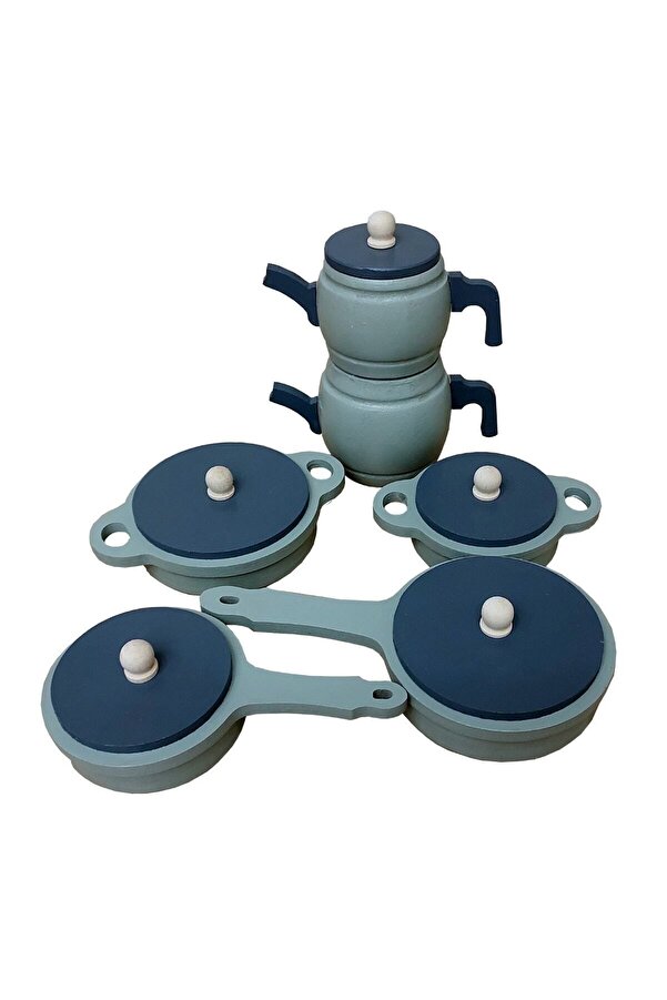 Hedef Ahşap Toy Pot Pan Teapot Kitchen Set (GREEN)- Trendyol