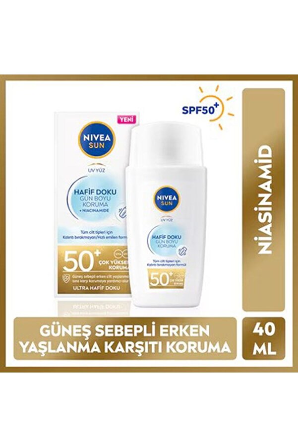NIVEA Light Textured Sun Face Sunscreen - Cream Spf50+ 40 Ml - Trendyol
