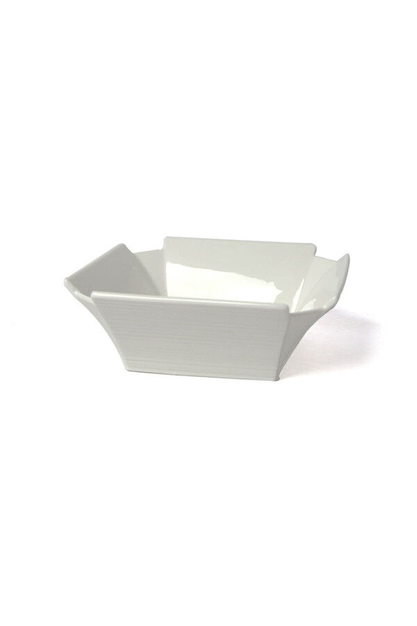 SQUALO Elegant Porcelain Deep Square Bowl with Telted Edges - White ...