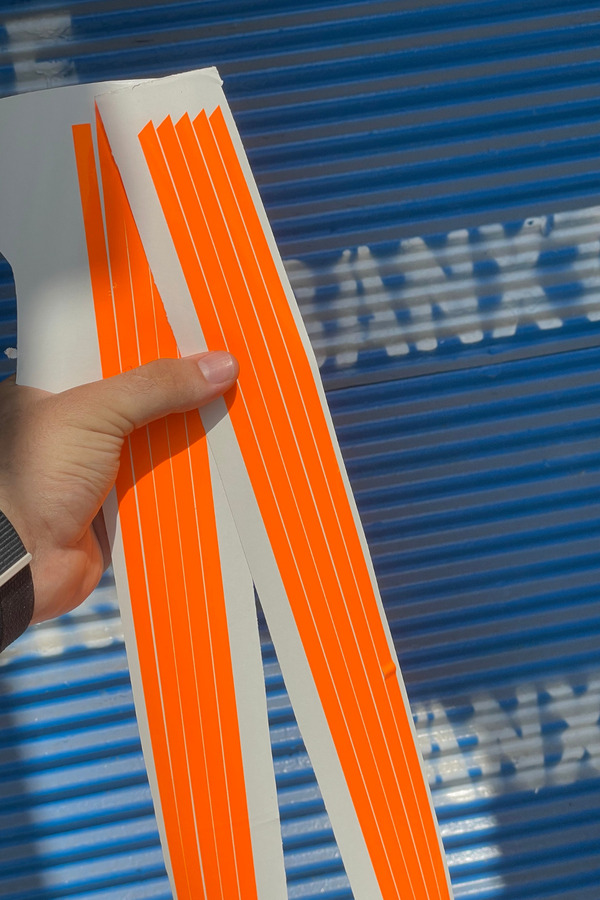 Banxtre 5 Pieces Neon Orange Orafol Thin Detailed Strips Sticker Label ...