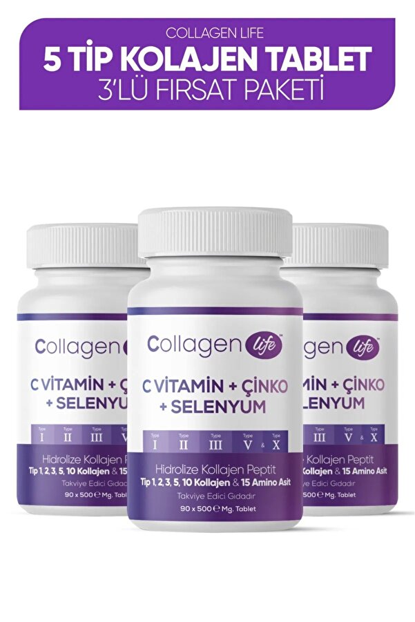Collagen Life 5 Types of Collagen 90 Tablets X 3 Pieces - Trendyol
