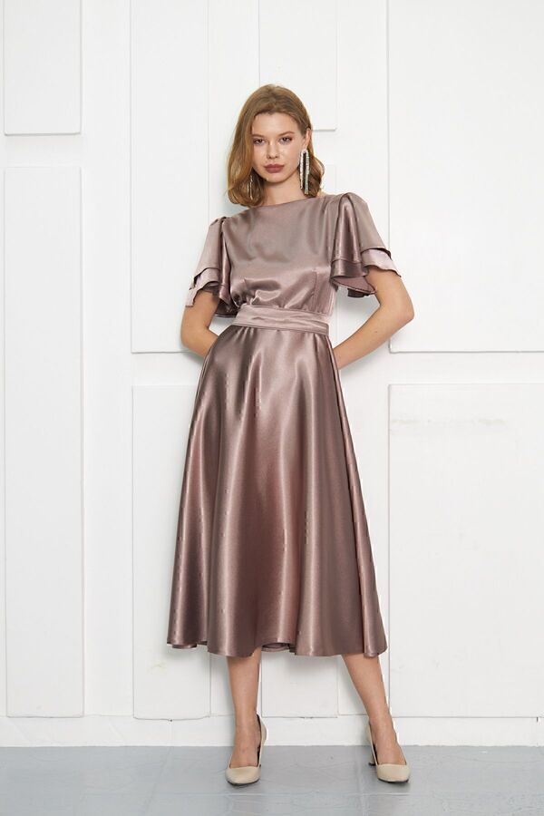ESSEDRESS Lisa Women's Satin Dried Rose Evening Dress - Trendyol