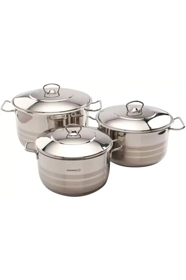KORKMAZ Astra Steel Cookware Set, 6 Pieces: 20x12cm / 3.7l - 22x12cm ...
