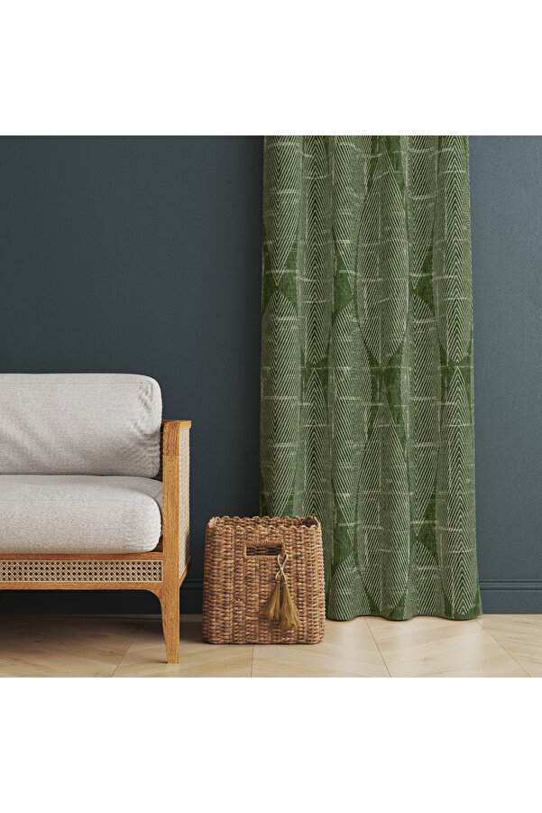 MUN HOME Ψηφιακή τυπωμένη κουρτίνα σκηνικού μονόφυλλο 140 x 260 cm με ραμμένες άκρες- Trendyol