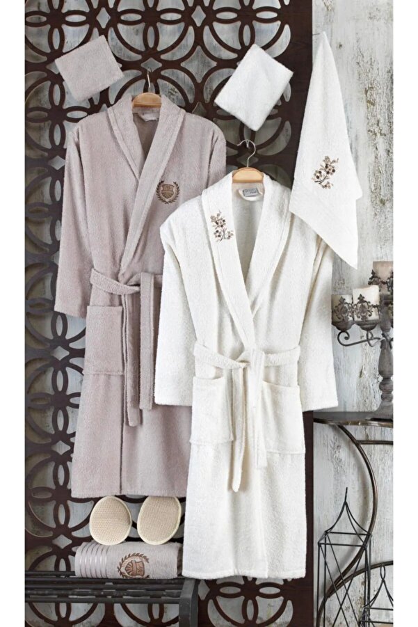 Güvenal Rüya 10 Piece Embroidered Bathrobe Set | Bathrobe Set | Dowry set- Trendyol
