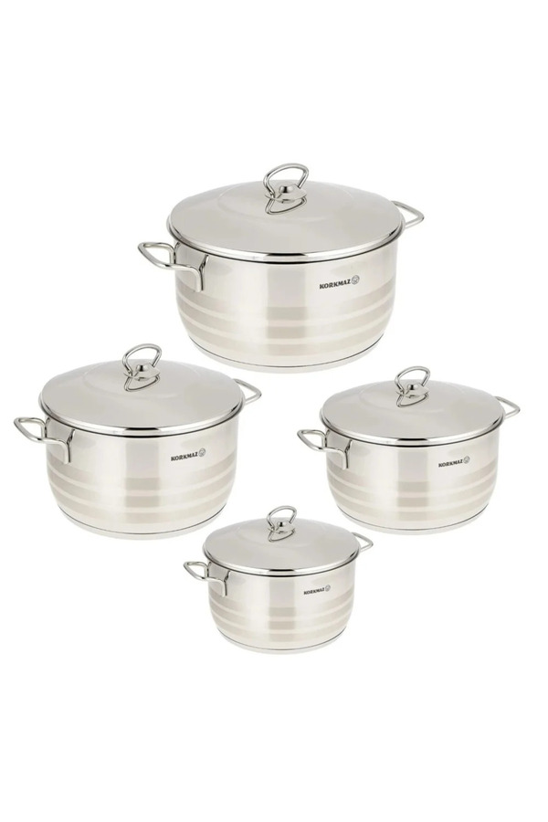 KORKMAZ Astra Cookware Set 8 Pcs - 18 X 10 Cm - 20 X 12 Cm - 24 X 14 Cm ...