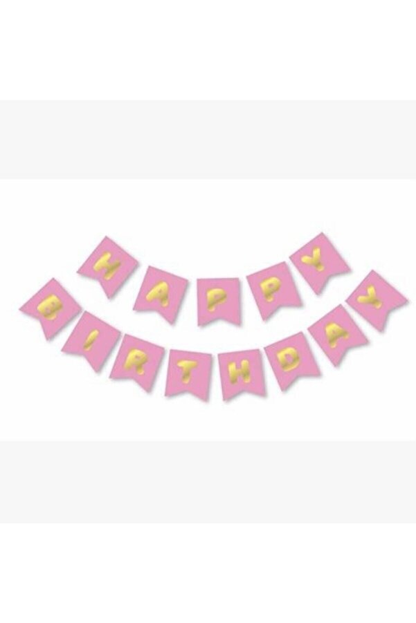 papercraft Happy Birthday Pink Gold Gilded Banner - Trendyol