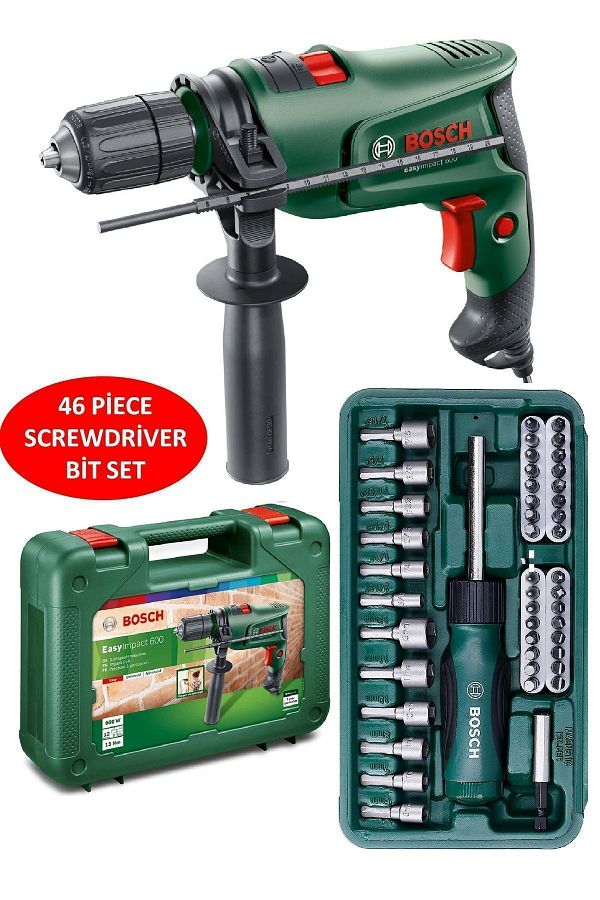 Bosch 600 Watt Impact Drill 46 Pieces Bosch Screwdriver Bit Set Trendyol