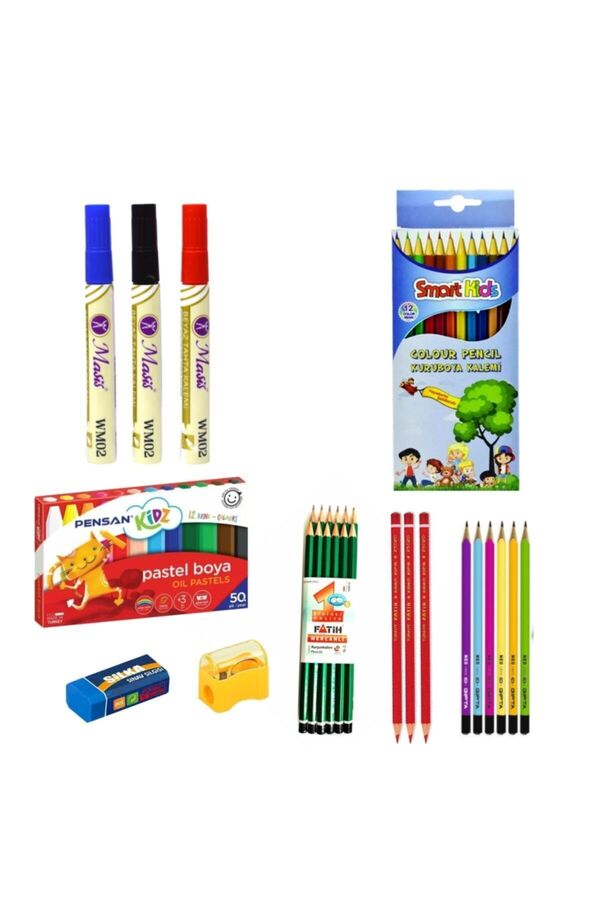 Smart Kids Super 8 Piece School Stationery Painting Set - Trendyol