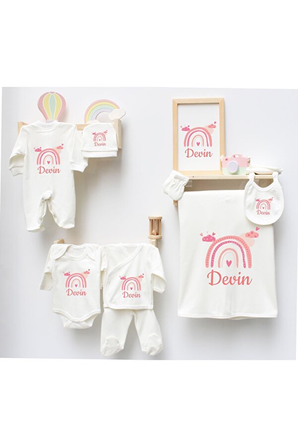 BİANNE ATÖLYESİ Named 10-Piece Pink Rainbow Themed Baby Girl Hospital ...