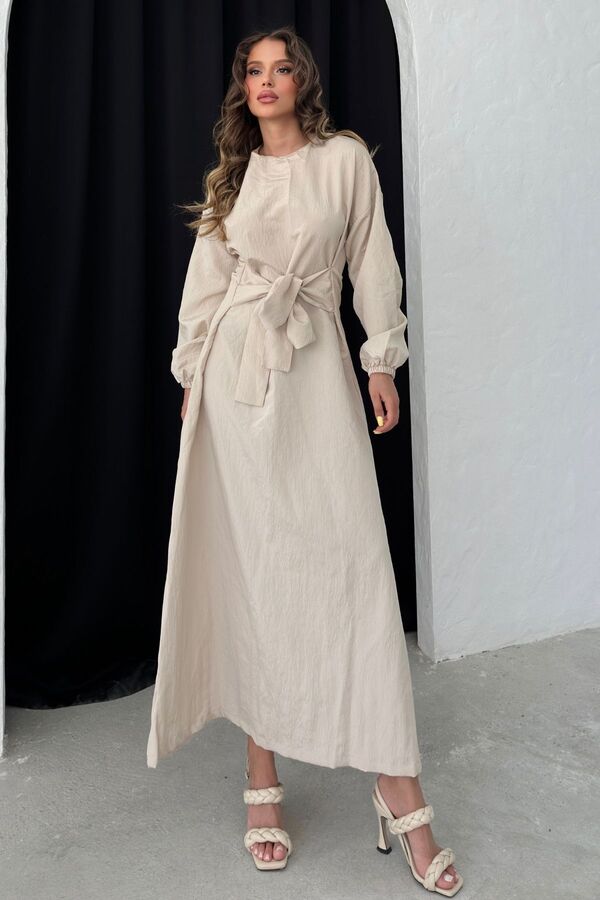 Know Rochie de damă bej - Design cu centură în talie - Trendyol