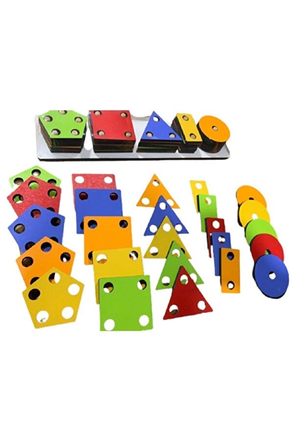 aydede ahşap A Wooden Toy Geometric Shape Nesting 5-Piece Rectangular ...