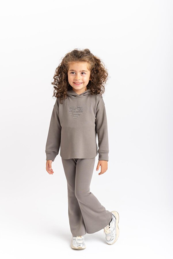 Oliven The Kid Gray Modal Girl's Set - Spanish Leg and Hood - Trendyol
