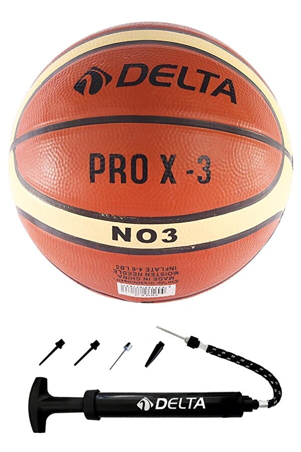 Delta Pro X Deluxe Pump - Size 3 Rubber Basketball Ball and Pump, Brown ...