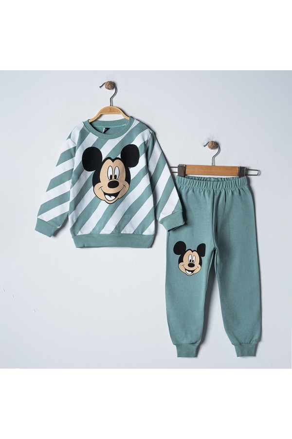 Mickey Mouse Tugilife Cross Striped Mickey Boy Tracksuit Set - Trendyol