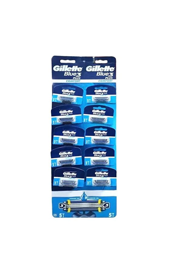 Gillette Blue 3 Shaving Blades 10 Piece Color Card Comfort Plus - Trendyol
