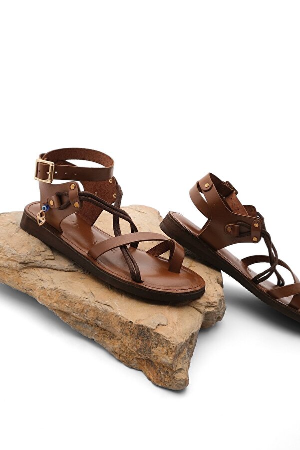 Marjin Women's Genuine Leather Accessory Eva Sole Flip Flop Cross Rope ...