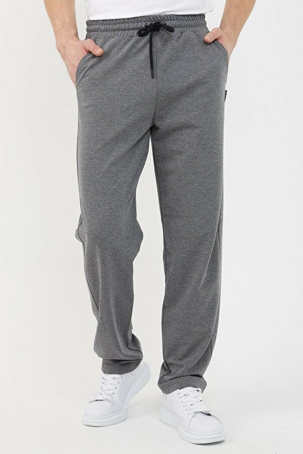 mmetalic Men's Anthracite Straight Leg Relaxed Cut Sweatpants- Trendyol