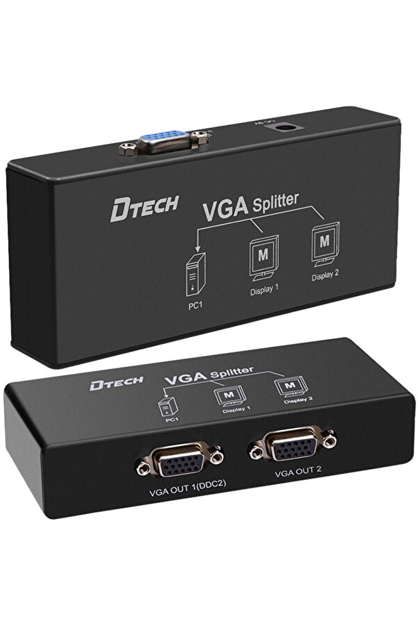 atesin online Dtech Df-2502 2 Port Vga Splitter Dispenser Plastic Case ...