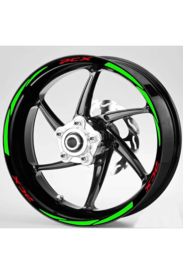 Home Red Motorcycle Wheel Strip with Green Reflective - Right and Left ...
