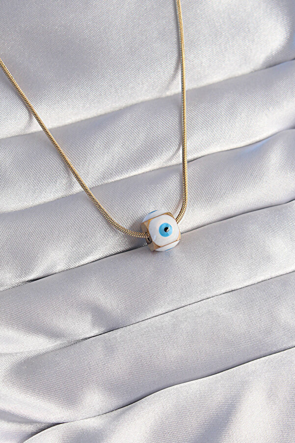 robotrend Omi000 316L Steel Special Series Gold Color Enamel Evil Eye Model Necklace - Trendyol