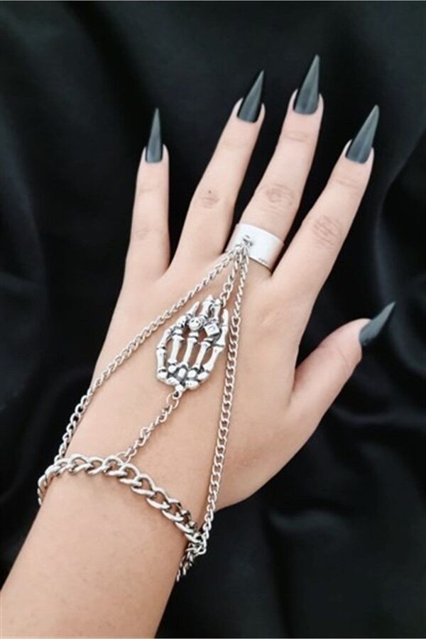 Oldeys Y2K Touz Skeleton Hand Chain Ringed Şahmeran - Trendyol