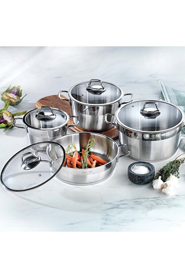 Schafer Vals Steel Cookware Set 8 Pieces-Inox- Trendyol