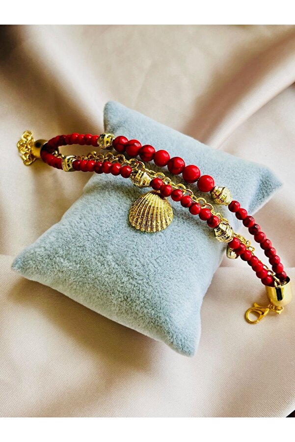 COCOSH TAKI Red Coral with Natural Stones - Charmed Heart and Mussel ...
