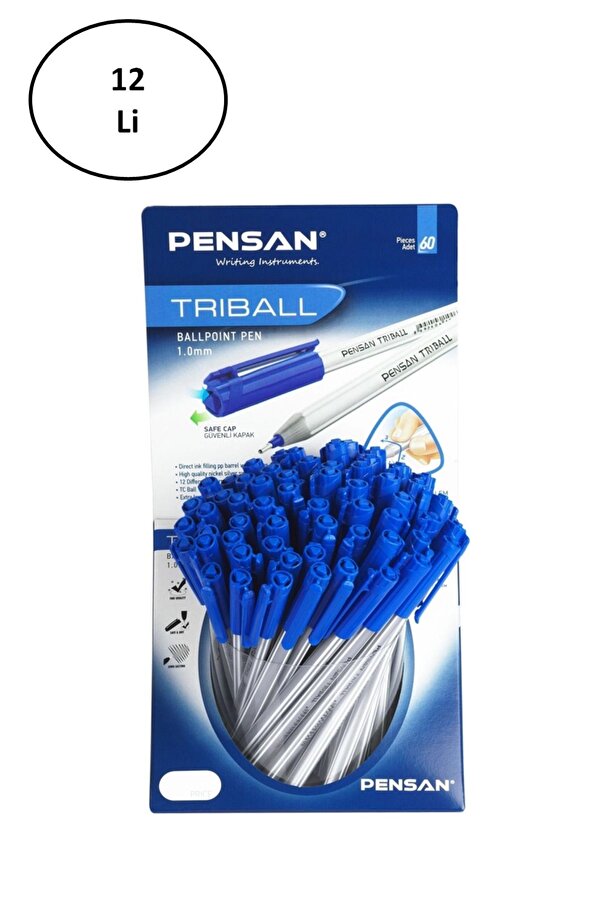 MaxAuros Blue Pensan Triball Ballpoint Pen - Pack of 60 - Trendyol