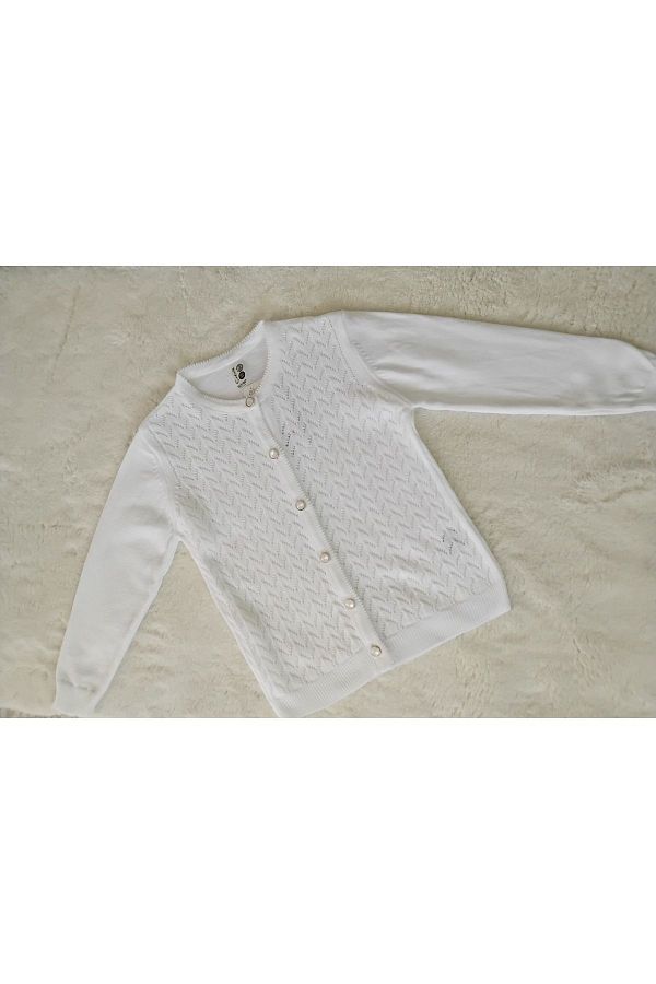 C t r Girl s Knitwear White Lace Cardigan Trendyol