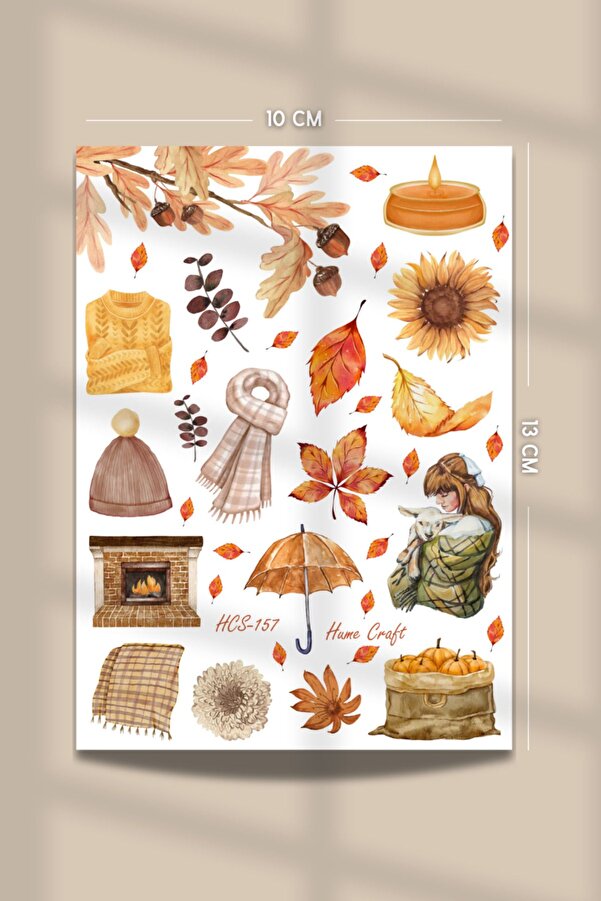 Hume Craft Autumn Themed Transparent Sticker Set Hcs-157 / Suitable for ...