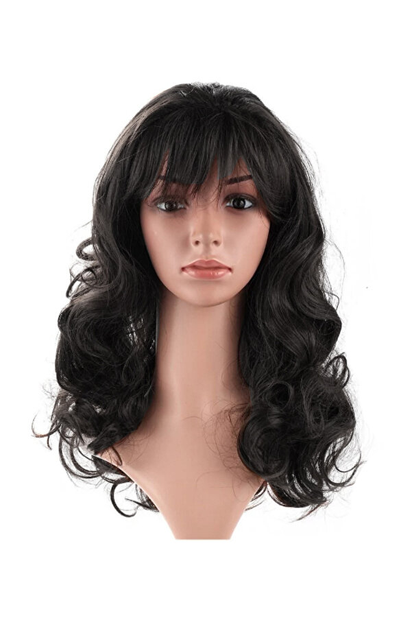 hayal oyuncak atölyesi Black Color Wavy Long Party Wig 55 cm- Trendyol