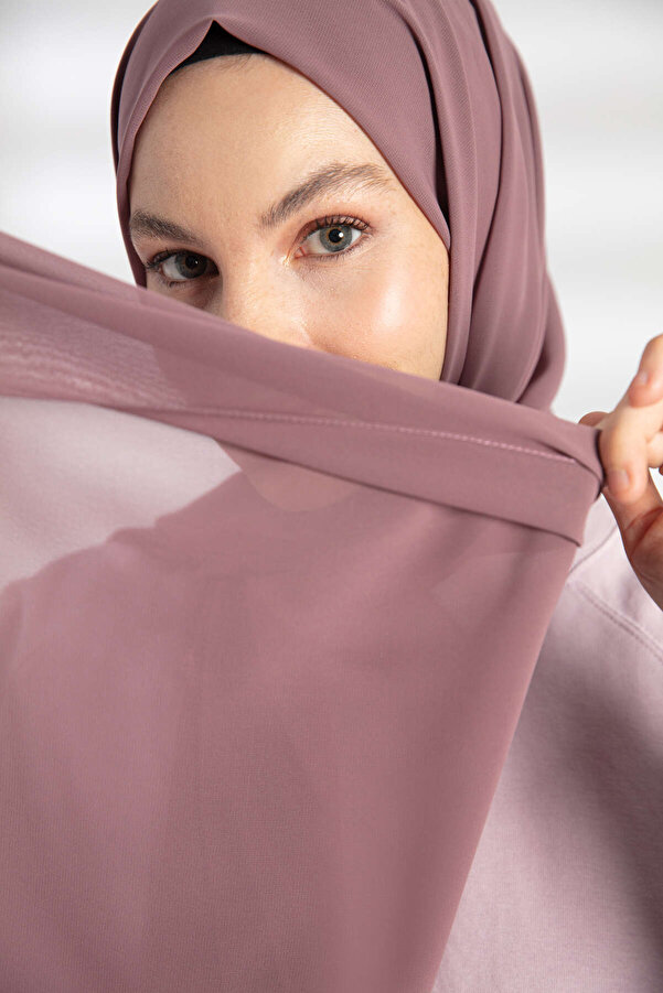 PURESCARFS Mink Colored Chiffon Lilac Shawl- Trendyol