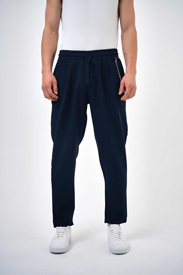 Respire Chain Detailed Lace up Narrow Leg Single Pleated Jogger ...