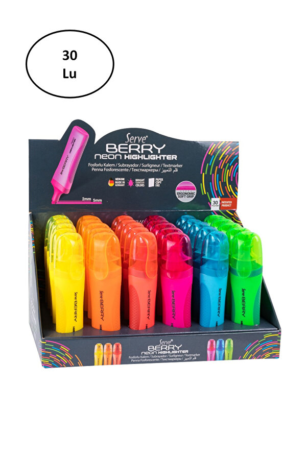 onixe 30 pcs Highlighter Serve Berry Pen Cardboard Stand - Trendyol