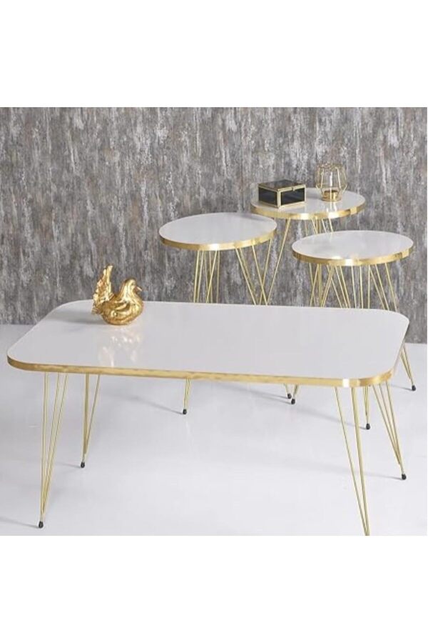DubaiGallery 4Pcs COFFEE TABLE Living Room Table Set,1 Coffee Table & 3 ...