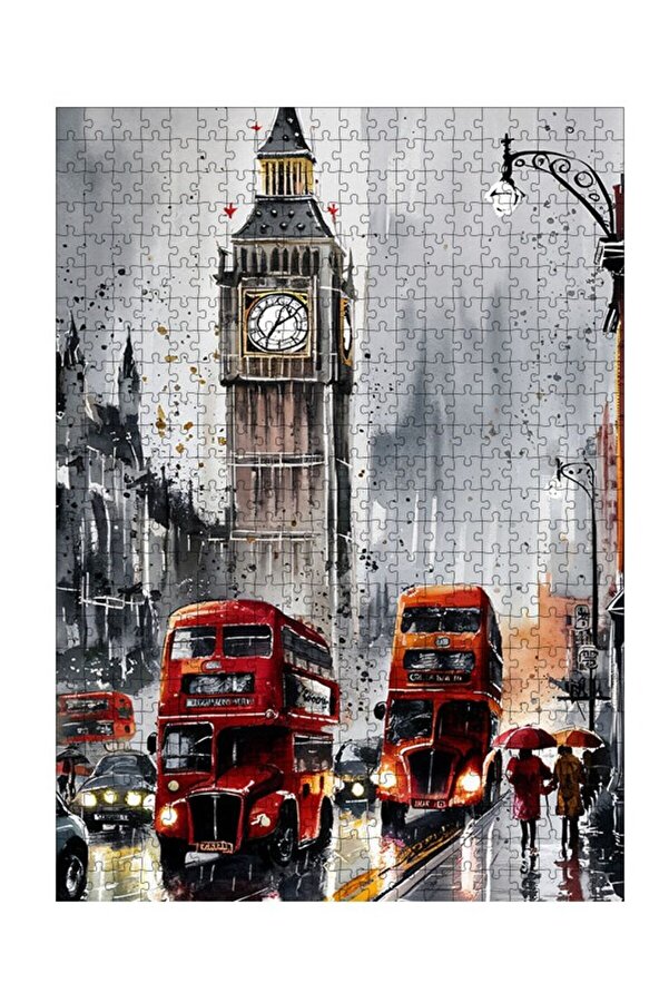 Tablomega 500 Pieces Wooden Mdf Puzzle - Big Ben and Red Buses 50*70 cm ...