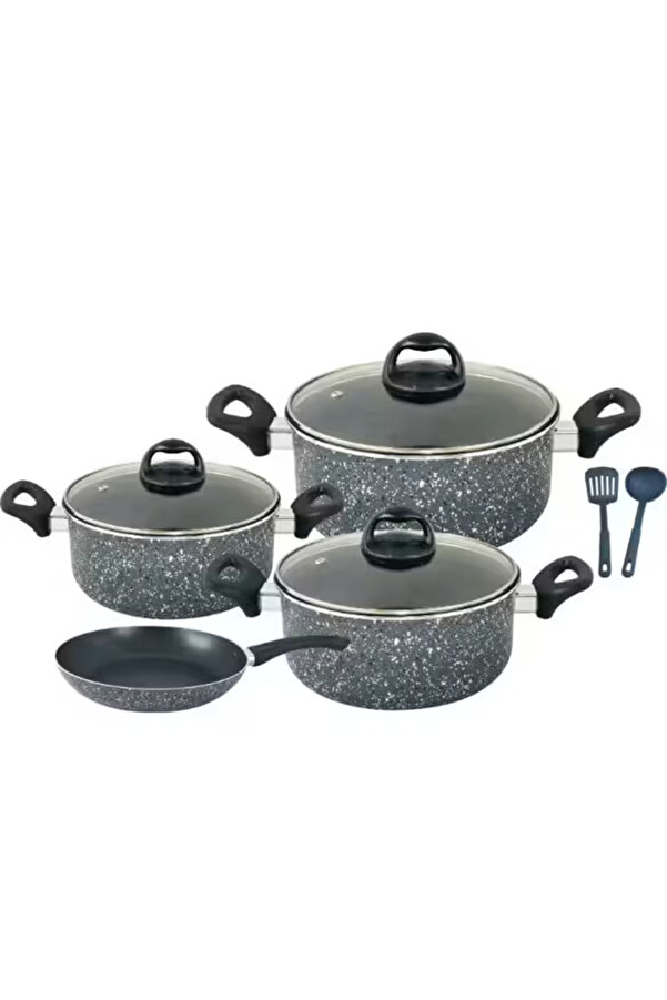 Trust Pro Aluminum Non Stick Cookware Set of 9 Pcs Black KR57 - Trendyol