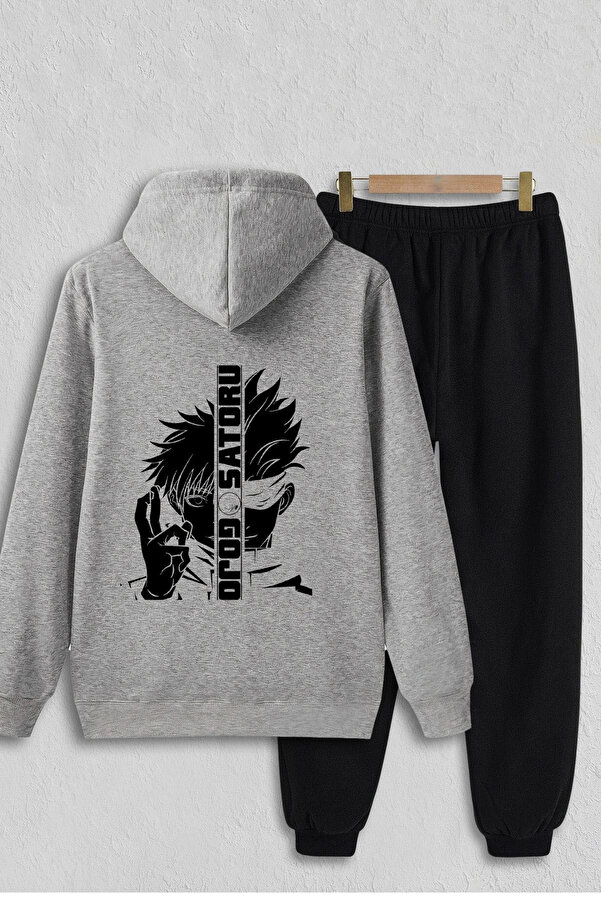 LUNAVISTA Jujutsu Kaisen Gojo Satoru Anime Patterned - Gray Hooded ...