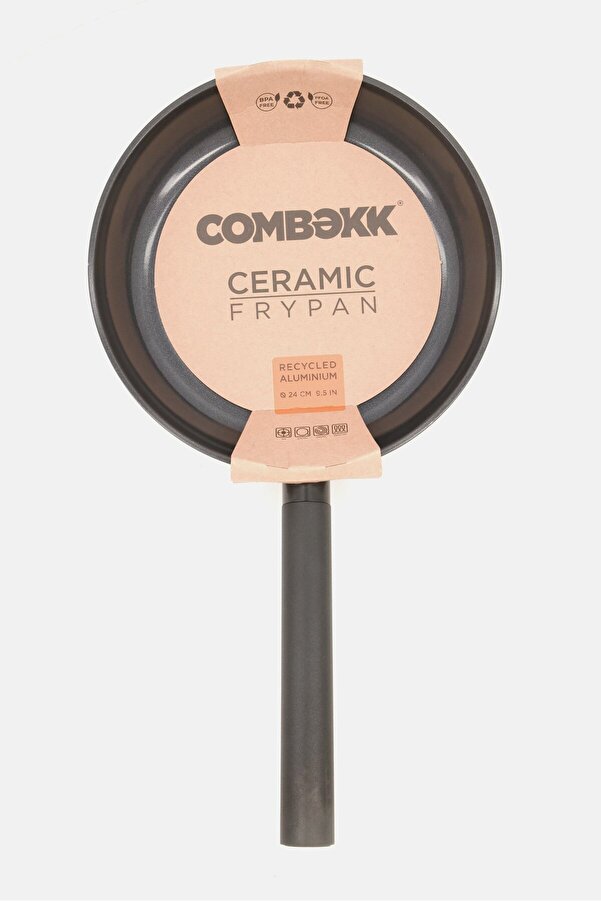 Combekk Recycled Aluminium Ceramic Fry Pan 25 D x 6 H cm, Black - Trendyol