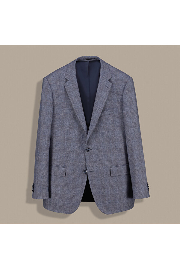 Sarar Jam Checked Wooled Navy Blue Jacket - Trendyol