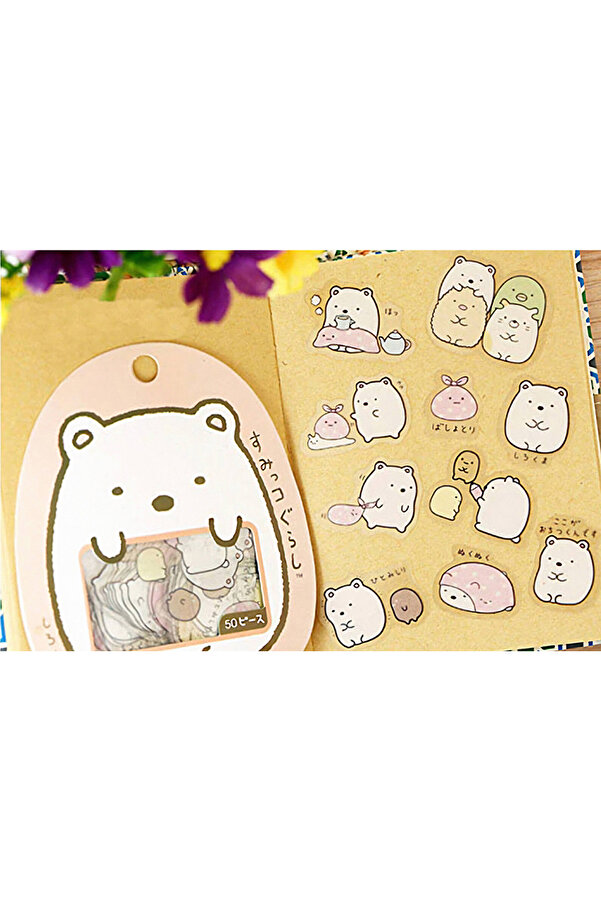 GUGUK 50 Pieces Shirokuma and Sumikko Gurashi Sticker Set - Bullet Journal - Trendyol