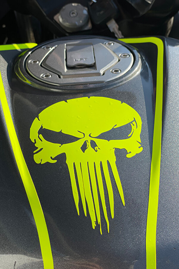Banxtre Neon Yellow Punisher Skull Sticker - Car, Helmet, Motor Sticker ...